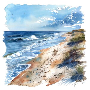 12x Sand Dunes Waves Clipart, Coastal Clipart, Printable Watercolor ...
