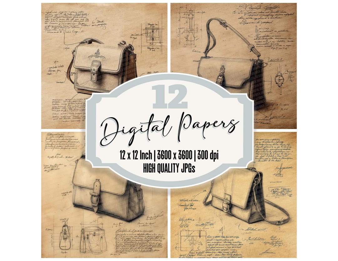12x Mini Crossbody Flap Bag Sketch Junk Journal Paper Fashion Drawing ...
