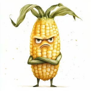 Grumpy Corn PNG Clipart, 12x Angry Vegetable Character PNG Clipart Set ...