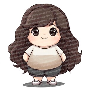 Chubby Chibi Girl Clip Art, 12x Cute Cartoon Character Clipart Set ...