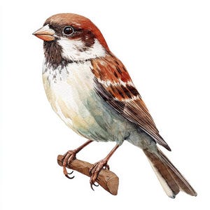 Sparrow Clipart PNG, 12x Watercolor Bird Clip Art Set, Printable ...