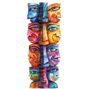 12x Tribal Totem Pole Clipart, Indigenous Artwork, High Quality Jpgs ...