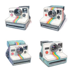 Retro Camera PNG Clipart, 12x Watercolor Vintage Polaroid Camera Clip ...