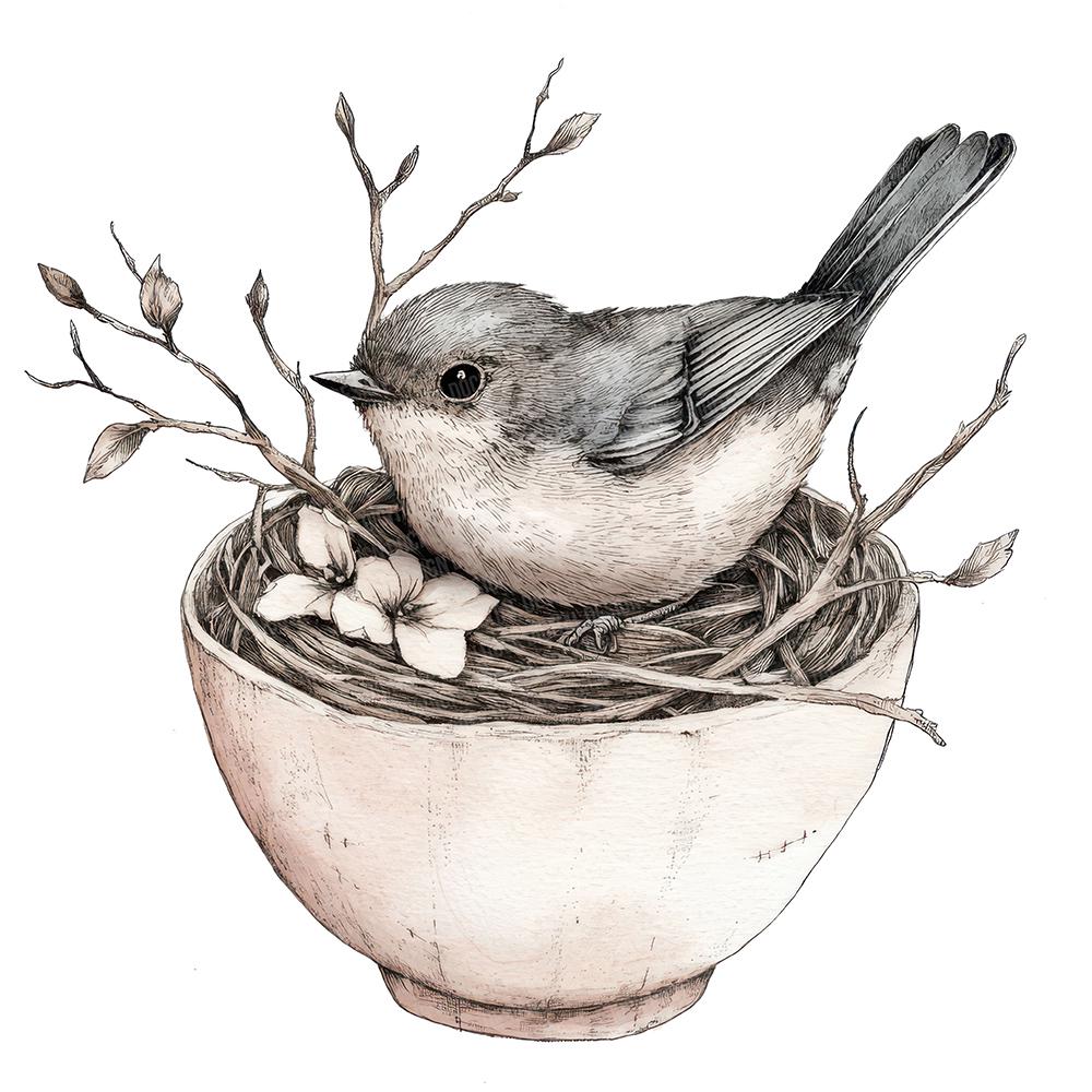 Bird Nest PNG Clipart, 12x Watercolor Birds in Nests Clip Art Set ...