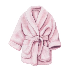 Watercolor Robe Clip Art, 12x Cozy Bathrobe Clipart Set, Printable Clip ...