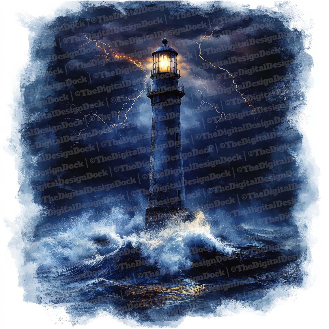 Lighthouse Clip Art, 12x Stormy Sea Clipart Set, Printable Watercolor ...