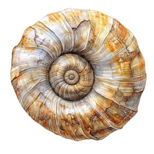 12 Ammonite Fossil Clipart, Vintage Nautical Shells, Printable ...