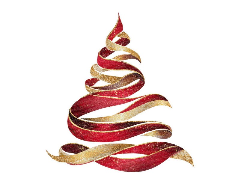 Christmas Tree PNG Clipart, 12x Ribbon Spiral Christmas Trees Clip Art ...