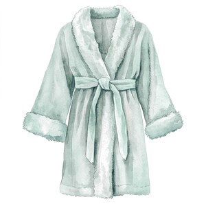 Watercolor Robe Clip Art, 12x Cozy Bathrobe Clipart Set, Printable Clip ...