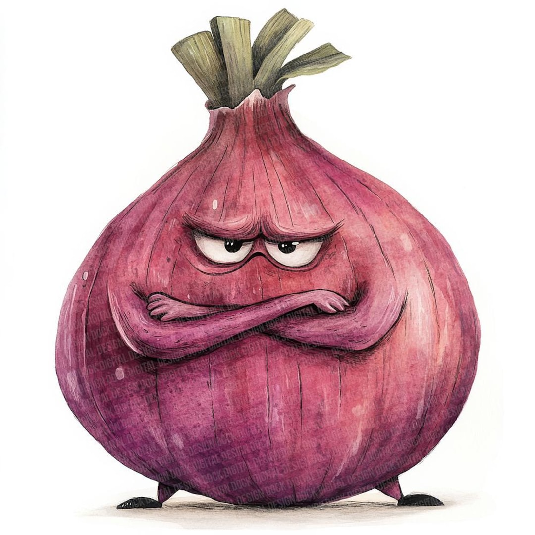 Angry Onion Watercolor PNG Clipart, 12x Funny Vegetable Character PNG ...