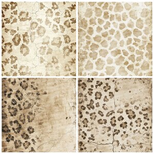 12x Distressed Leopard Print Junk Journal Paper, Vintage Animal Print ...