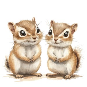 Cute Chipmunks PNG Clipart, 12x Woodland Animal Clip Art Set, Printable ...