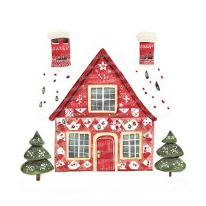 Christmas House Clip Art, 12x Festive Cottage Clipart Set, Printable ...