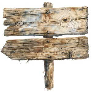 12 Rustic Beach Sign Clipart, Blank Wooden Sign Clipart, Printable ...