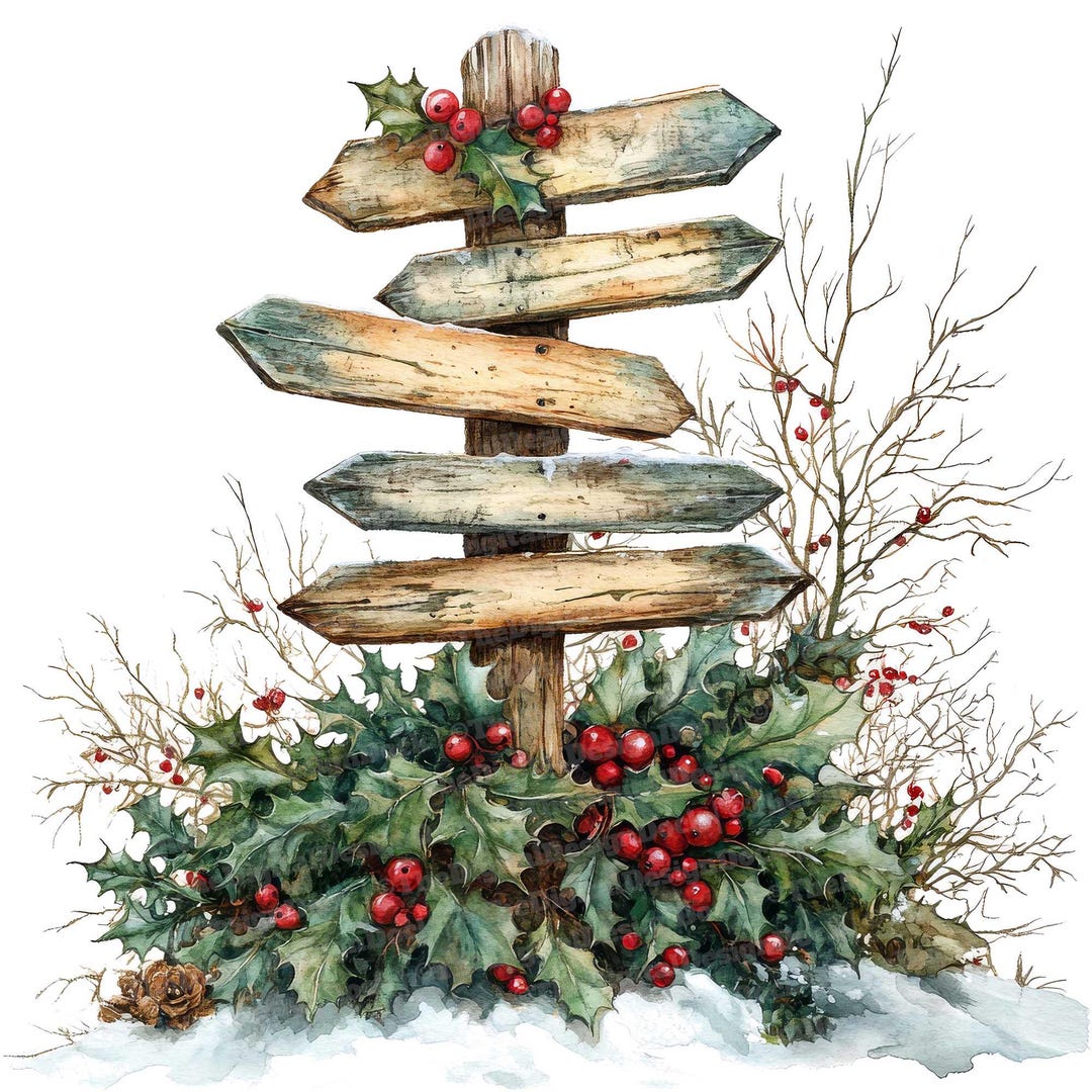 Christmas Direction Signs Clipart, 12 High Quality Jpgs, Holiday ...