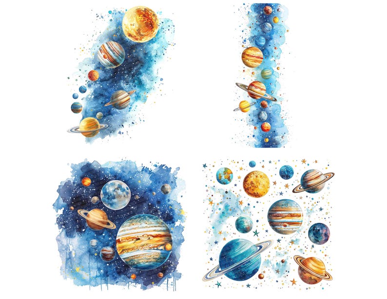Solar System Clipart, 12x Planet Space Clip Art Set, Printable ...
