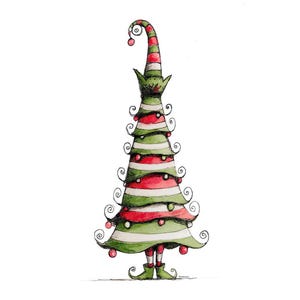 Elf Christmas Tree PNG Clipart, 12x Whimsical Holiday Tree Clip Art Set ...