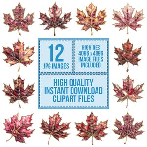 Jeweled Maple Leaf Clip Art, 12x Watercolor Leaf With Gems Clipart Set ...