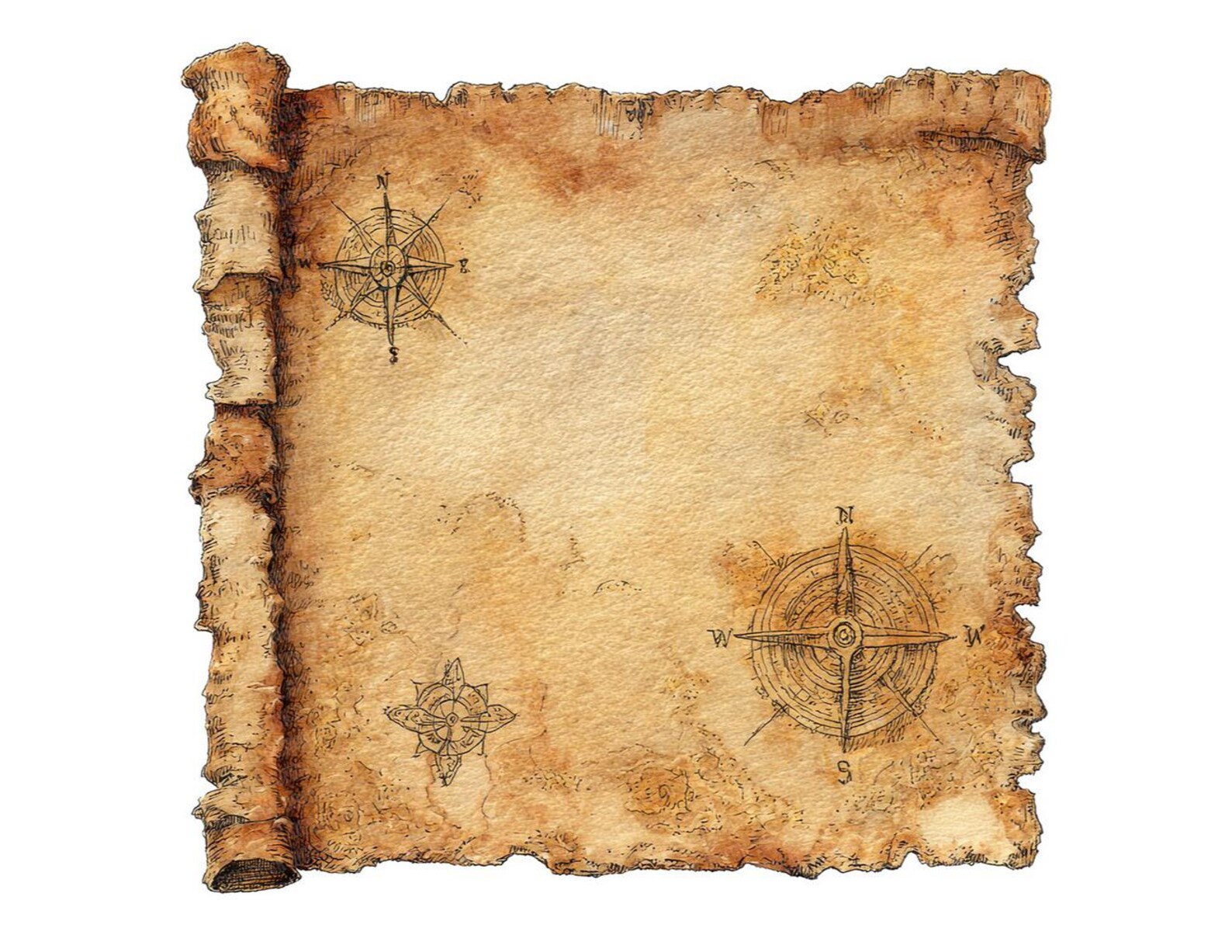 Pirate Map PNG Clipart, 12x Vintage Scroll Maps Clip Art Set, Printable ...