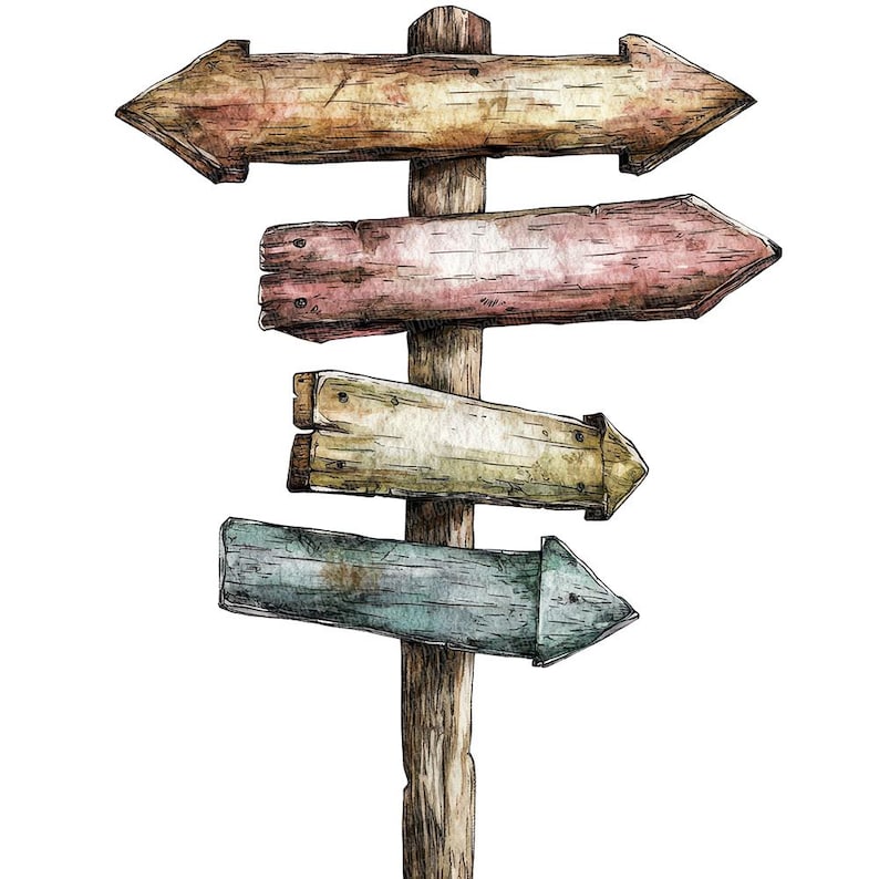 Imaginary Places Signpost PNG Clipart, 12x Watercolor Arrow Sign Clip ...