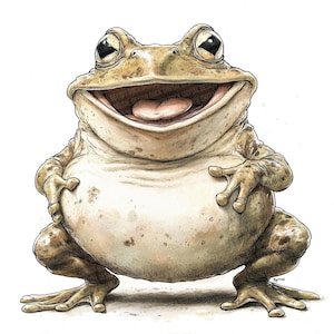 12x Happy Fat Frog PNG Clipart, Whimsical Chubby Toad Watercolor ...