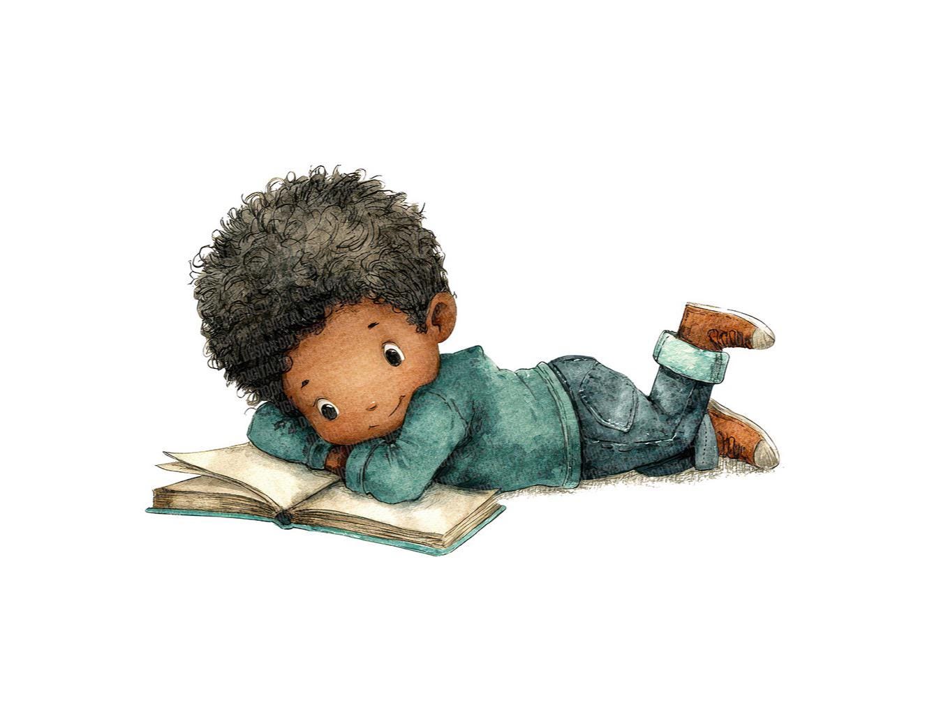 Reading Black Boy Clipart, 12x African American Boys PNG Clip Art ...