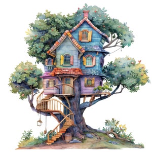 Crazy Treehouse Clipart, 12 Jpgs, Garden Tree House Clipart, Printable ...