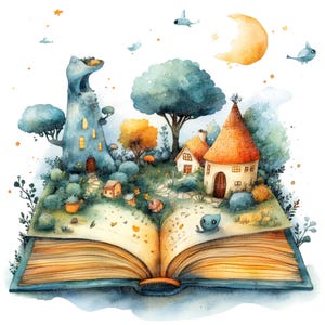 12 Fantasy World Clipart, Storybook Creatures, Printable Watercolor ...