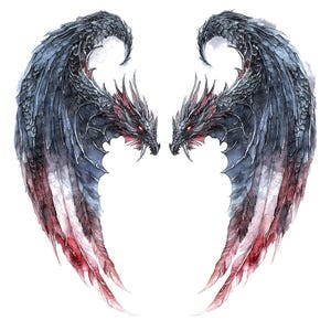 Dragon Angel Wings PNG Clipart, 12x Watercolor Angel Wings Clip Art Set ...