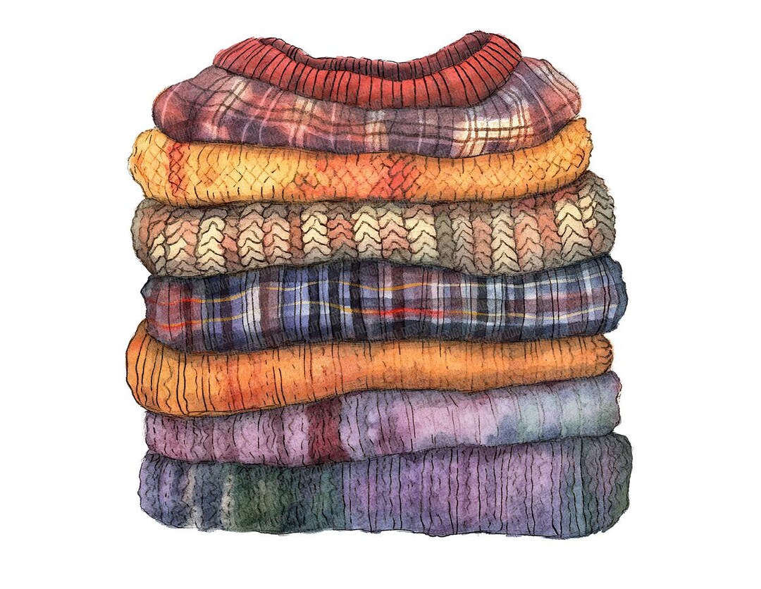 Folded Cozy Sweaters PNG Clipart, 12x Pile of Jumpers Clip Art Set ...