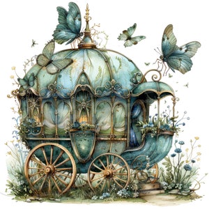 12x Fairy Carriage Clipart, Dragonfly Carriage Clipart, Printable ...