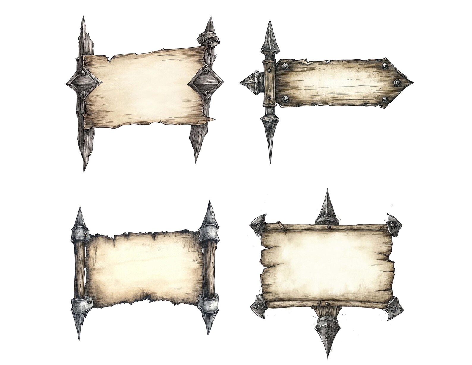 Gothic Sign PNG Clipart, 12x Medieval Signpost Clip Art Set, Printable ...