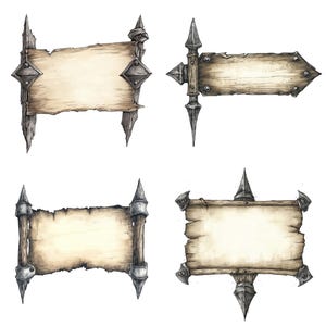 Gothic Sign PNG Clipart, 12x Medieval Signpost Clip Art Set, Printable ...