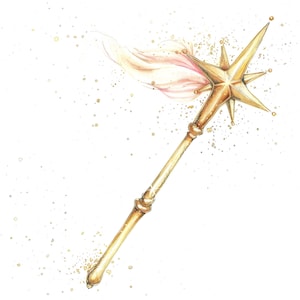 Magic Wand Clipart, 12 Jpgs, Princess Wand Illustration, Printable ...