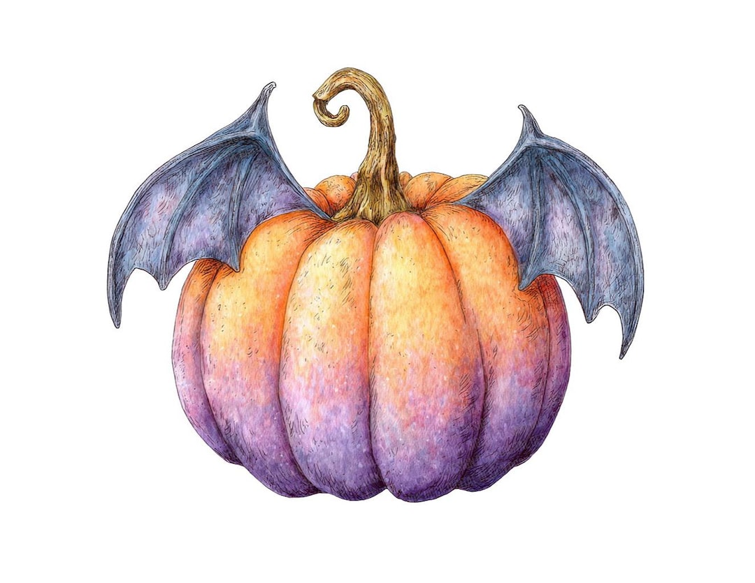 Bat Wing Pumpkin PNG Clipart, 12x Halloween Pumpkins Clip Art Set ...