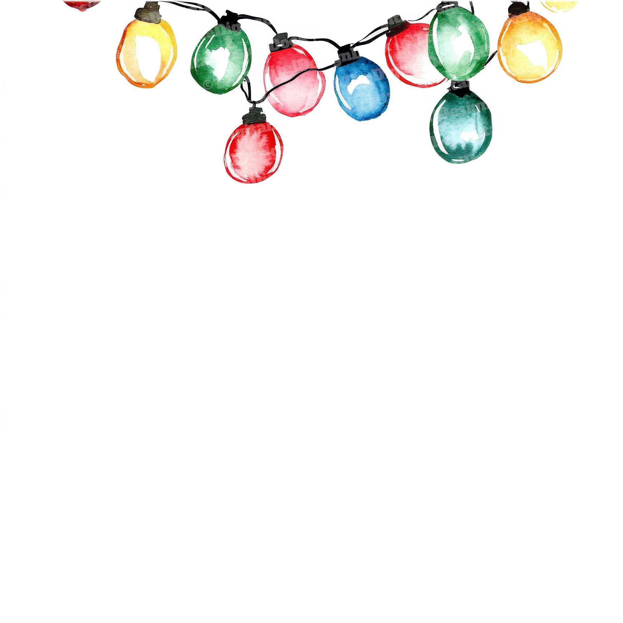 Christmas Lights Clip Art, 12x Watercolor Holiday Lights Clipart Set ...