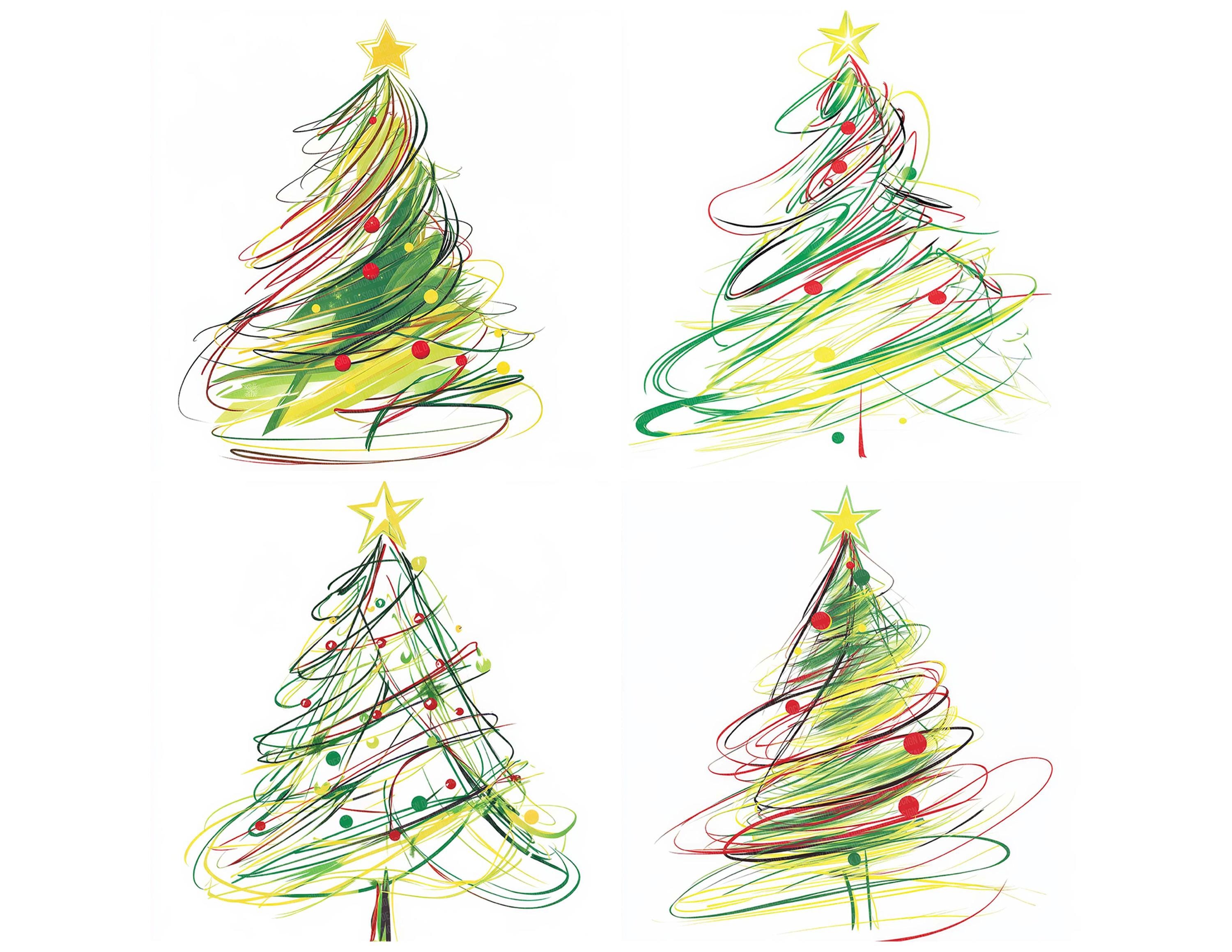 Holiday Tree PNG Clip Art, 12x Abstract Swirled Christmas Tree Clipart ...