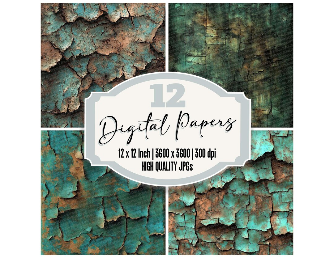 12x Cracked Paint Digital Paper Pack, Oxidized Aged Wall Textures, Junk ...