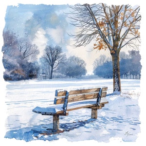 Snowy Bench Clipart, 12 Jpgs, Winter Park Clipart, Printable ...