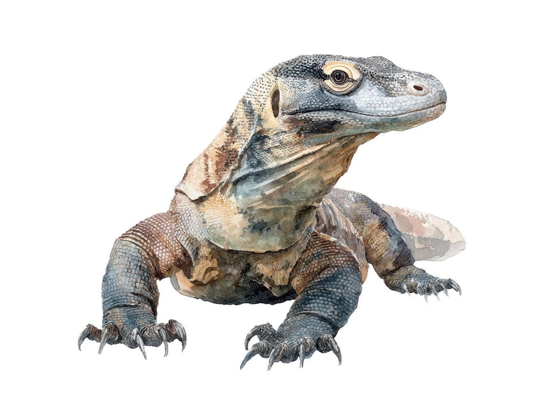Komodo Dragon PNG Clipart, 12x Watercolor Lizard Clip Art Set ...