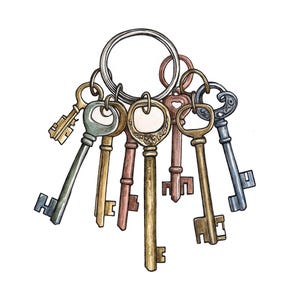 Antique Key PNG Clipart, 12x Vintage Keys Clip Art Set, Printable ...