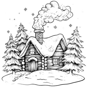 Log Cabin PNG Clipart, 12x Winter Cabin Clip Art Set, Black White ...