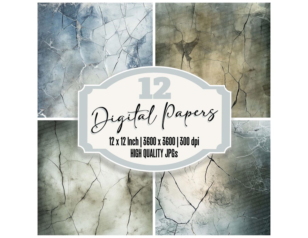12x Shattered Glass Junk Journal Paper, Cracked Digital Paper Pack ...