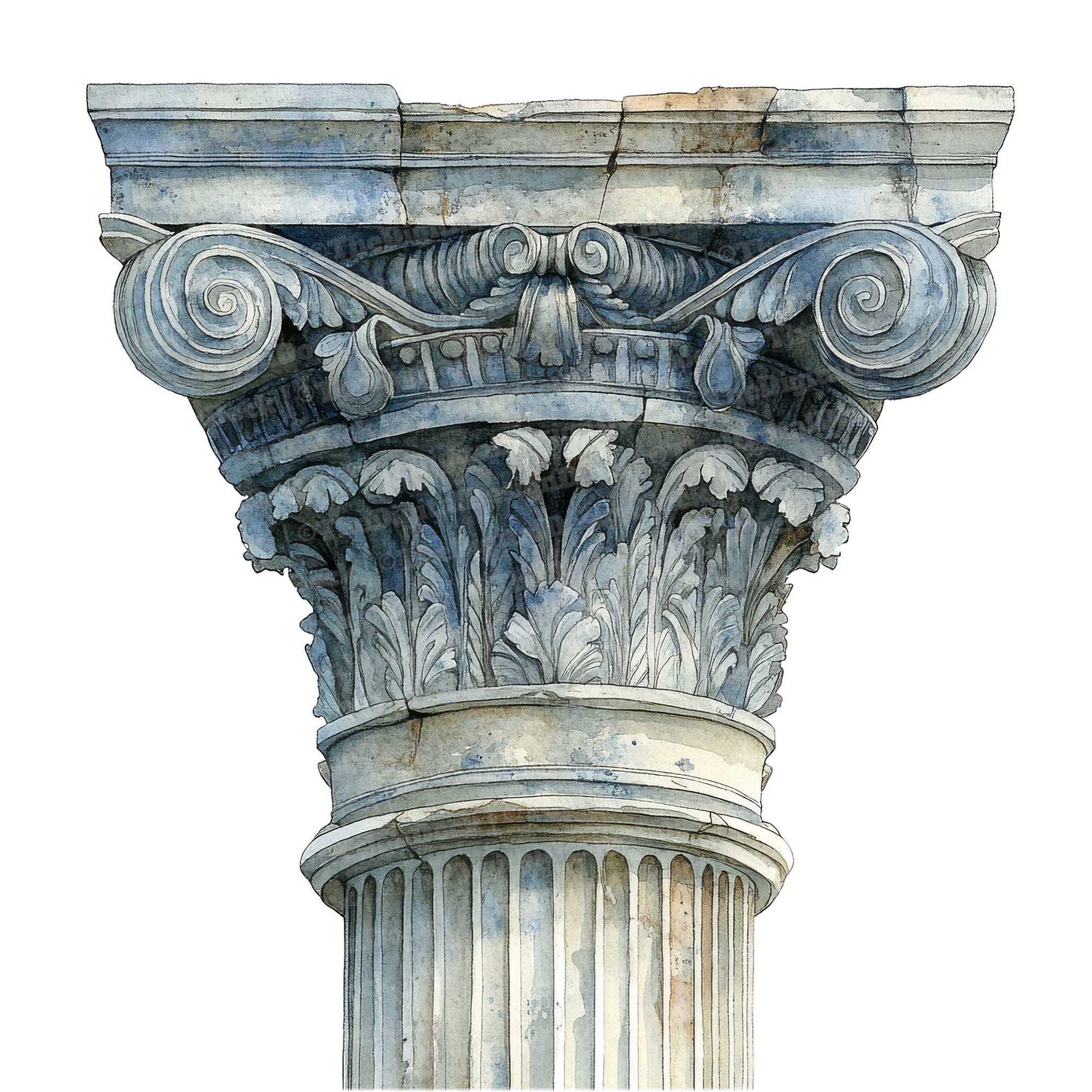 12 Ancient Columns Clipart, Watercolor Greek Roman Architecture ...