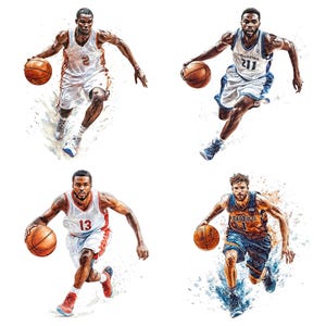 Basketball Player PNG Clipart, 12x Watercolor Basketball Clip Art Set ...