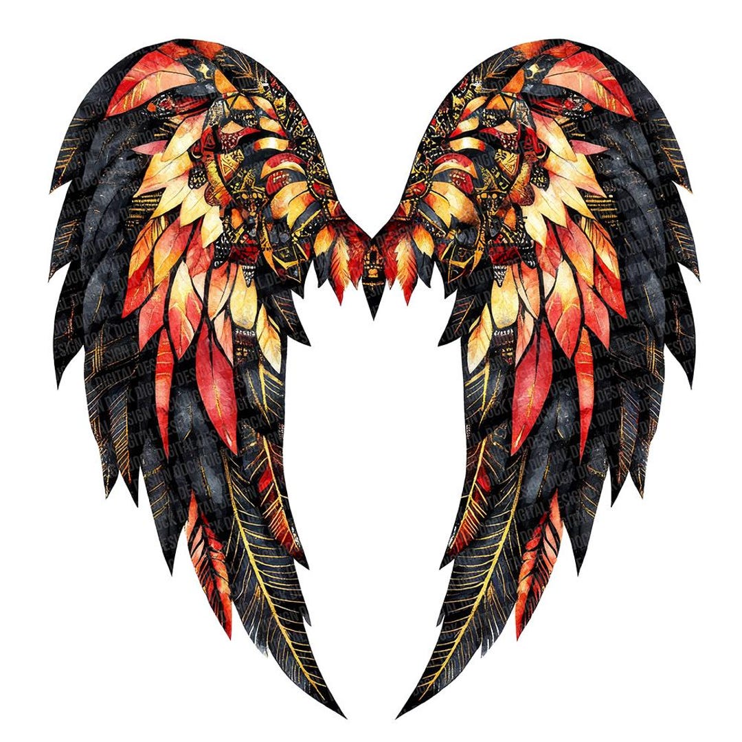 12x Watercolor Tribal Wings PNG Clipart, Angel Wings PNG, Feather Clip ...