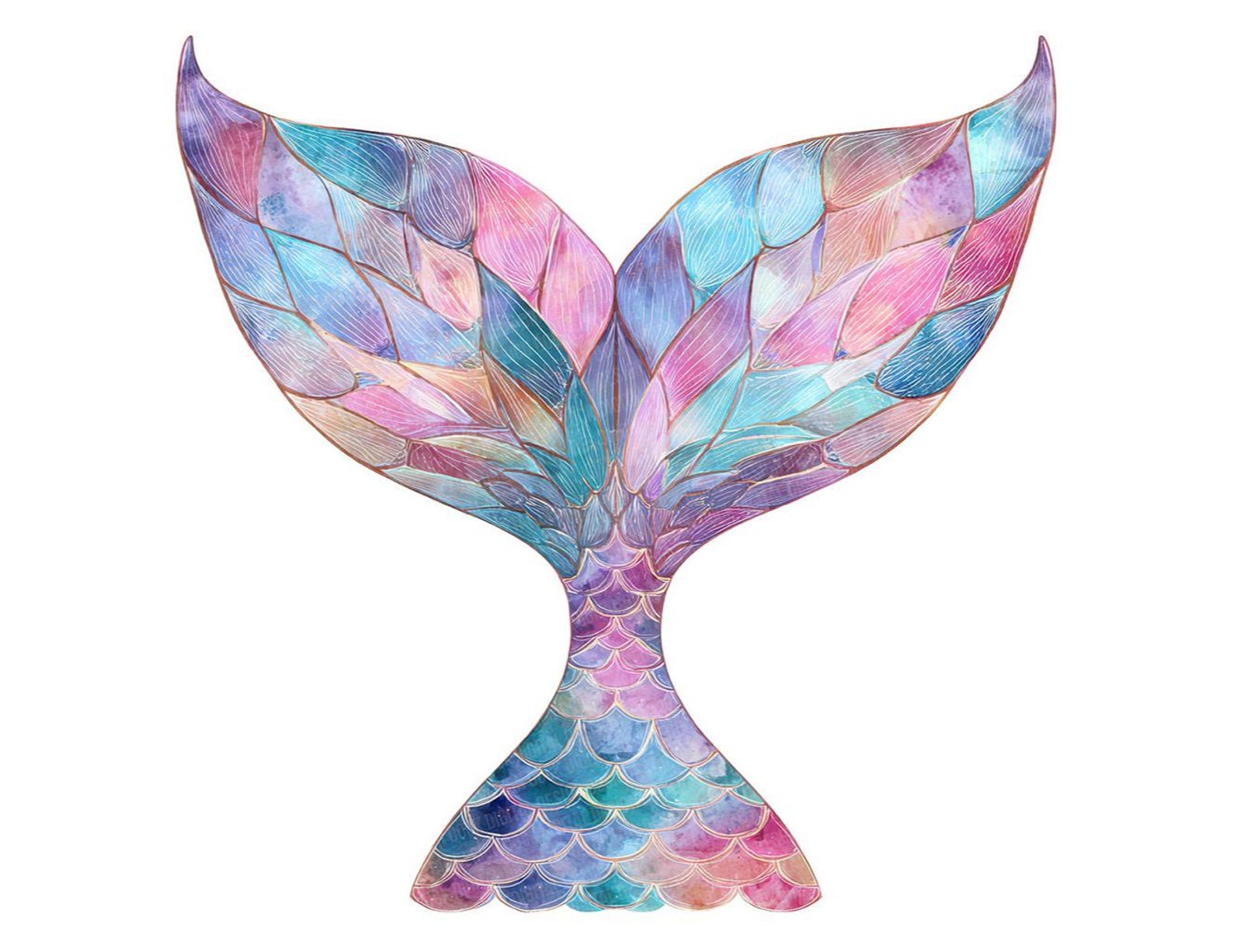 Mermaid Tail PNG Clipart, 12x Pastel Ocean Tails Clip Art Set ...