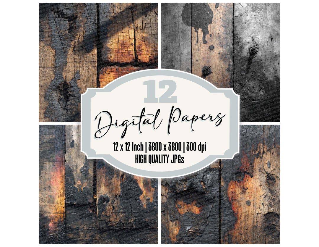 12x Burned Altar Digital Paper Pack Grunge Junk Journal Paper Pack ...