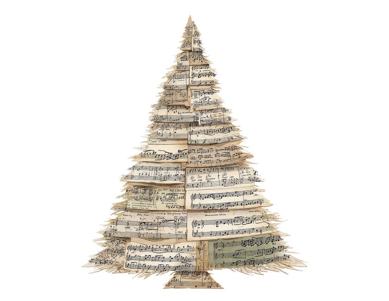 Sheet Music Christmas Tree PNG Clipart, 12x Vintage Holiday Tree Clip ...
