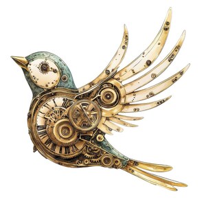 Clockwork Bird PNG Clip Art, 12x Steampunk Mechanical Bird Clipart PNG ...